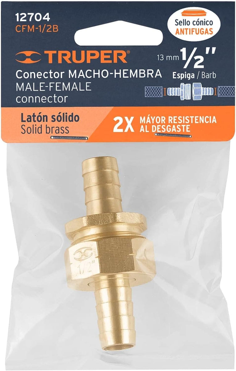 Truper 12704 / CFM-1/2B - 1/2" (13 mm) Brass Male/Female Hose Connecto – ebuystt