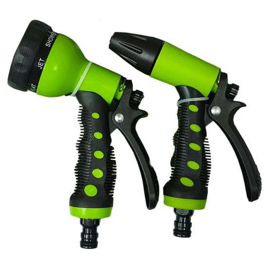 FLOW RITE 2PCS HOSE NOZZLE SET 3 WAY ADJUSTABLE TRIGGER NOZZLE 7 FUNCT ...